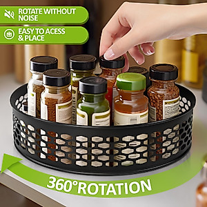 2 Pack Lazy Susan Turntable for Cabinet Table, 10" & 9" Metal Steel Turntable Organizer with Non-Slip Pad, Perfect for Spices, Vanity, Fridge, Countertop, Pantry