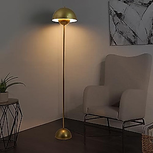 COSYLUX Modern Floor Lamp for Living Room, Industrial Tall Standing Lamp for Bedroom, Metal Shade Reflecting Light Reading Floor Lamp for Office, Nursery Room, Corner(Gold)