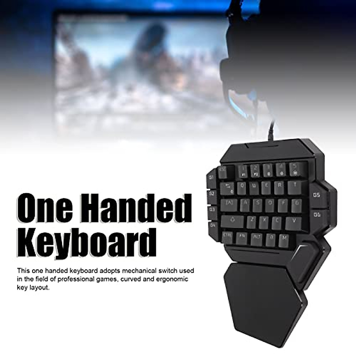 Ruining One Handed Gaming Keyboard, One Handed Keyboard Ergonomic Design for Dorm for Game for Home