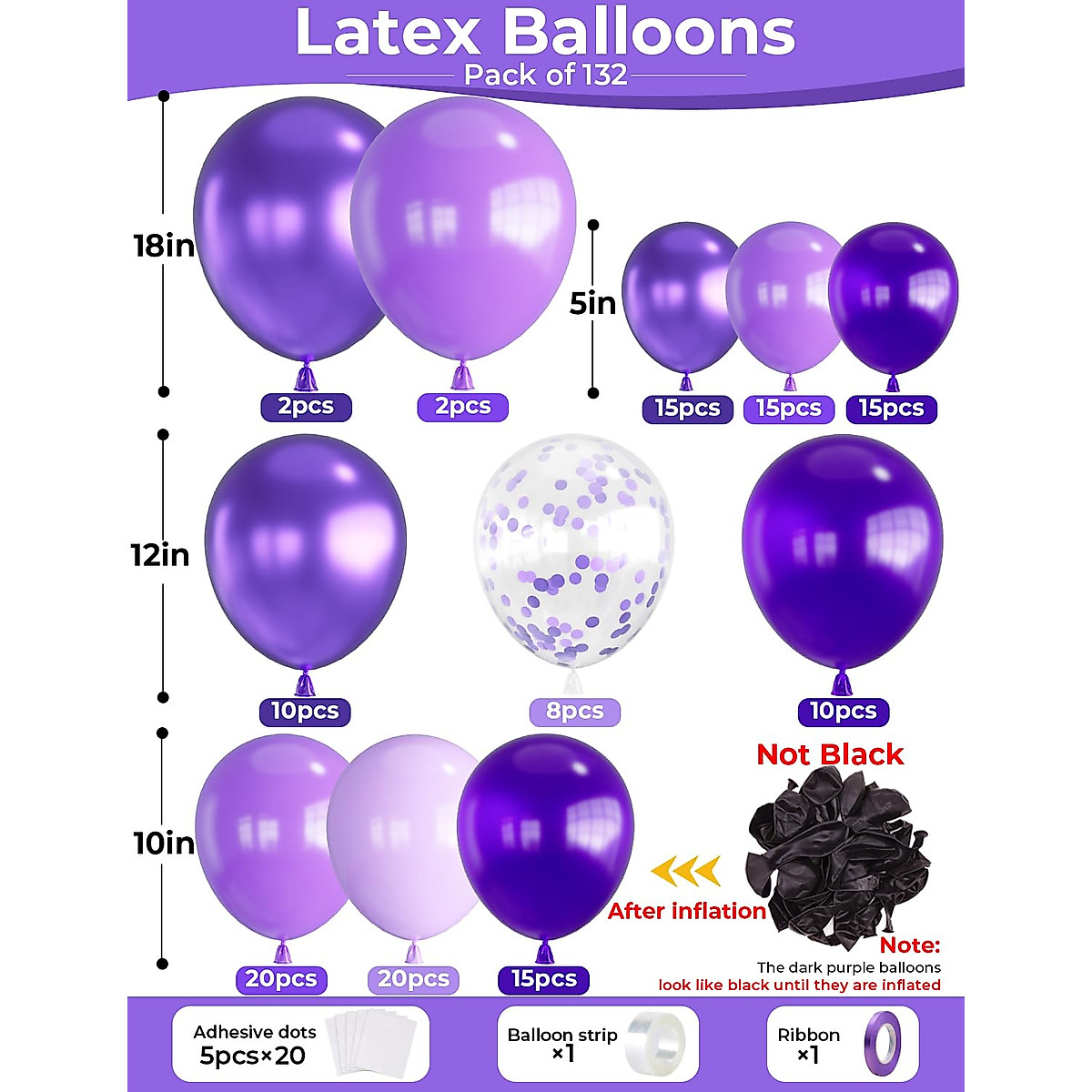 Purple Balloons Garland Arch Kit,132pcs Lavender Lilac Balloons Different Sizes 18/12/10/5 Inch,Pastel Purple Balloons for Graduation Birthday Baby Shower Wedding Party