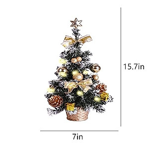 15.7In Decorated Small Christmas Tree Mini Artificial Xmas Tree Tabletop Decorations Indoor Holiday Ornaments for Home Office (#1)