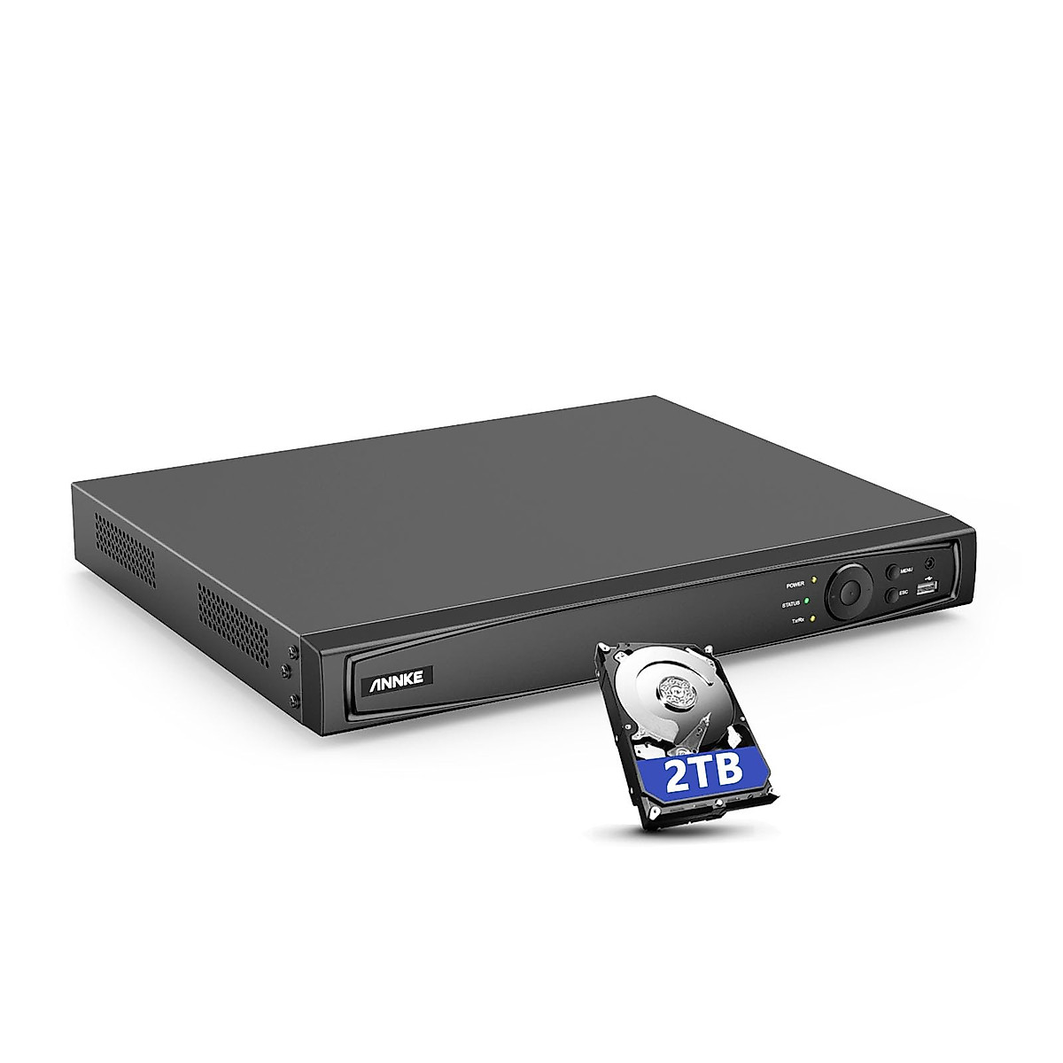ANNKE 12MP 16 Channel PoE NVR with 2TB Hard Drive, Ultra HD Home Security Network Video Recorder Supports 12MP/8MP/5MP/6MP/4MP ANNKE PoE IP Cameras, 24/7 Surveillance Recording, 4CH AI Features