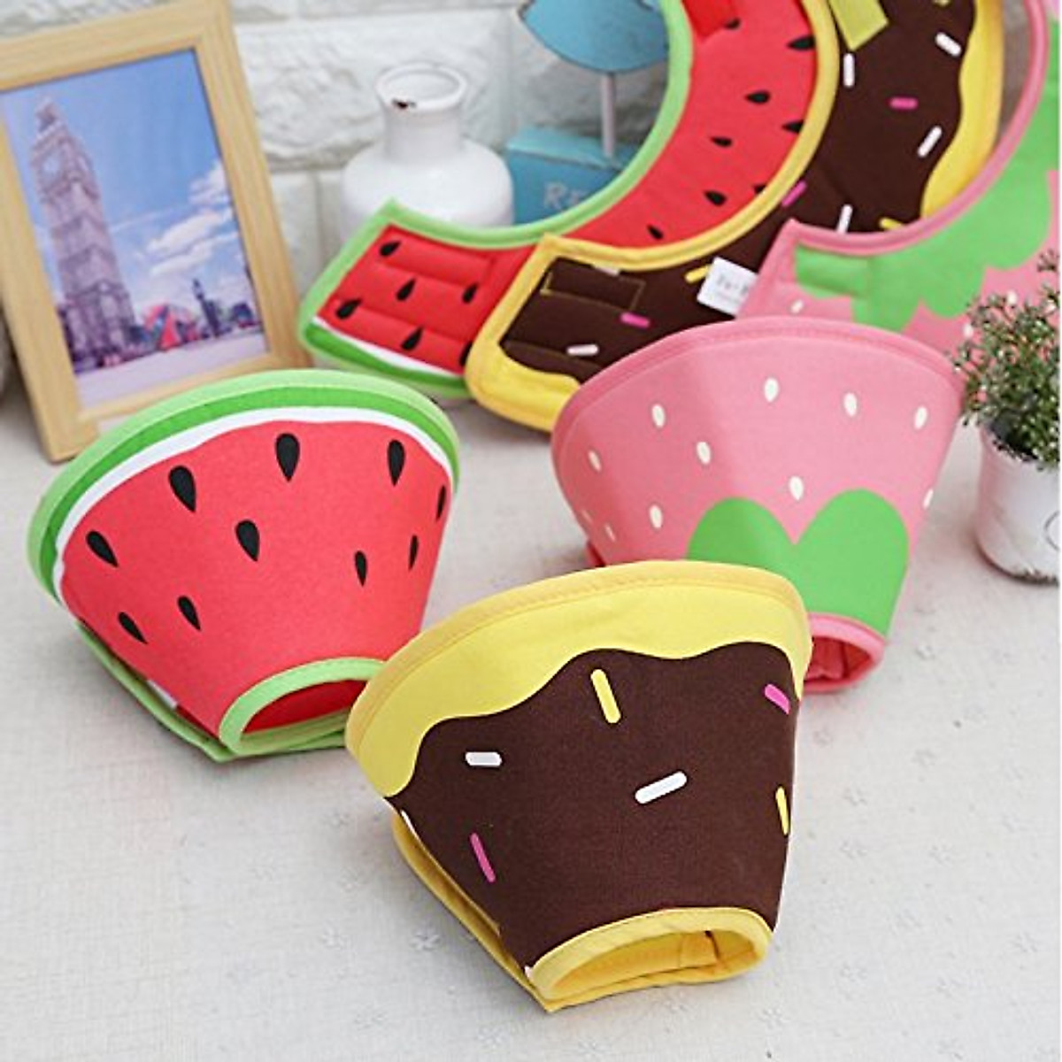 Stock Show 1Pc Pet Recovery Elizabethan Collar, Cotton Wound Healing Protective Cone Collar for Cats/Dogs, Yellow Doughnut, M