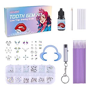 Loeland Tooth Gem Kit, DIY Crystals Jewelry Kit Teeth Gems Kit, Professional Fashionable Tooth Gems Kit for Teeth, Teeth Jewelry Starter kit