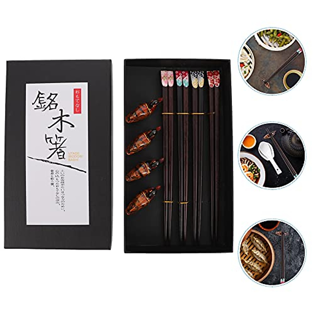 UPKOCH 1set Natural Bamboo Sticks Chopsticks Dishwasher Holder Sushi Gift Portable Classic Noodles with Home Wooden Wood Rests Chopstick Japanese for Chop Serving Style Camping Practical