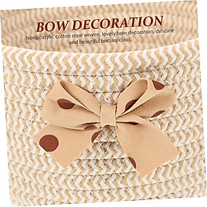 NOLITOY Cotton Rope Storage Basket Yellow Basket Cotton Rope Organizer Table Book Toy Storage Basket Desktop Storage Basket Cute Basket Diaper Basket Round Woven Basket The Cat Fabric Baby