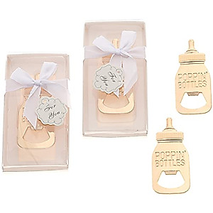 30 Pack Baby Shower and Gender Reveal Bottle Openers Party Favors Souvenirs for Guests with Gift Boxes for Boy and Girl Newborn (White - Baby Bottle, 30)