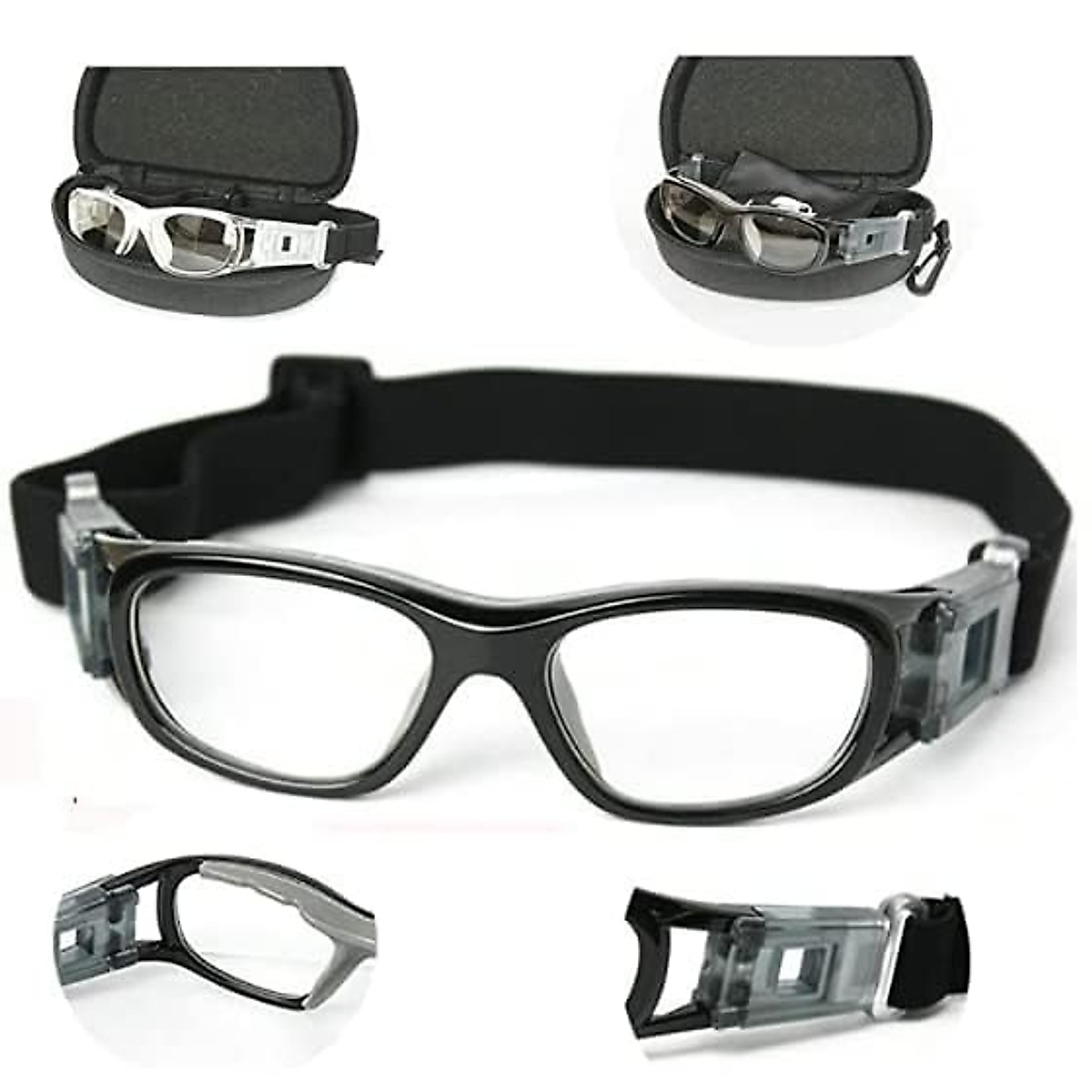 BLUE CUT Safety Basketball Goggles For Kids for Outdoor Sports Activities Soccer Football Anti Fog Lenses (Black)