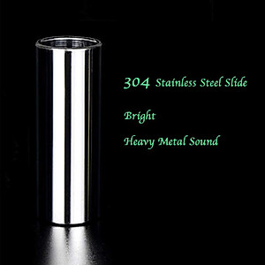 Guitar Slide, Set of 2 Glass Slides, 1 Steel Guitar Slide for Electric and Acoustic, 4 Finger Picks with Portable Box for Guitar and Bass, Medium (6 cm)