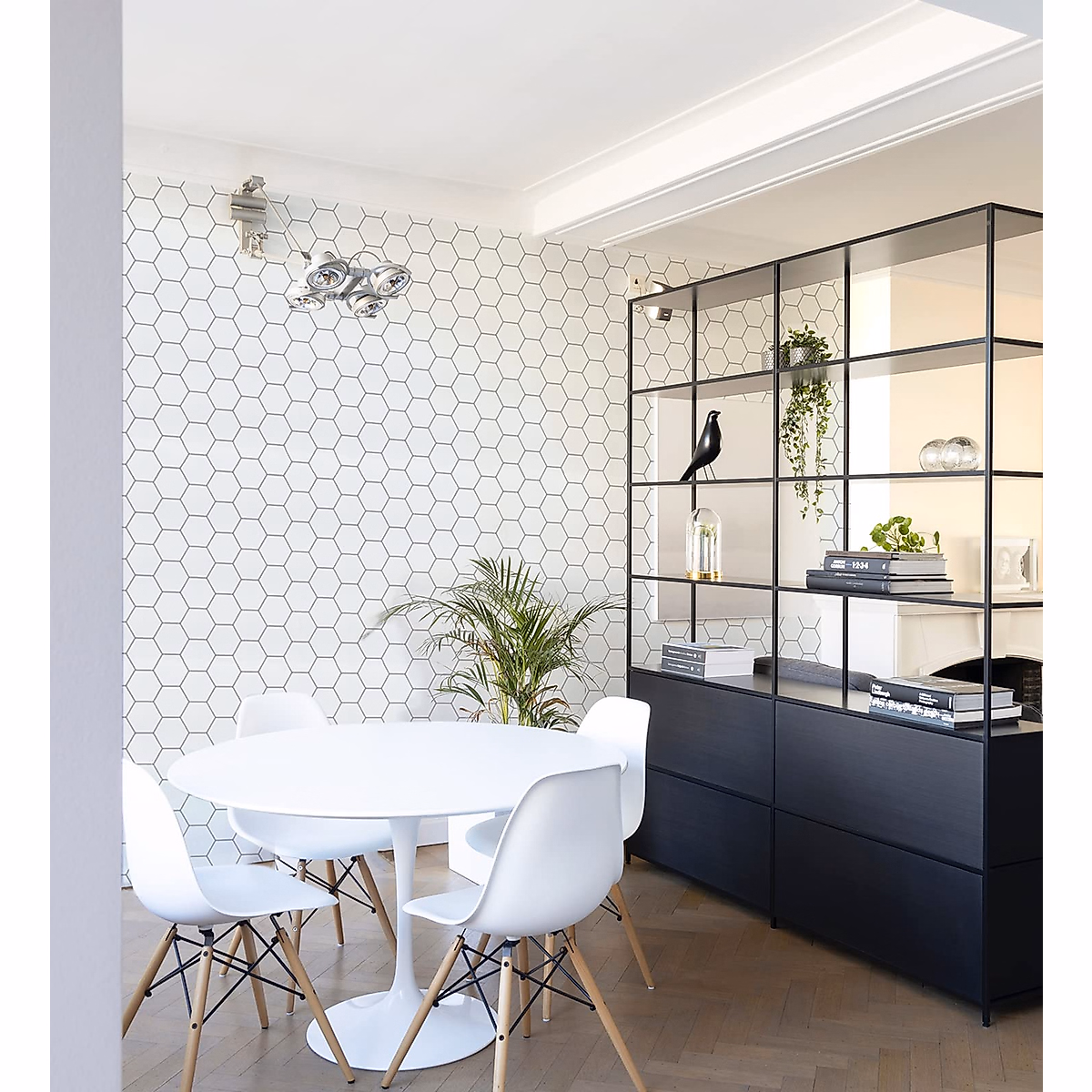 Fiula White Hexagon Wallpaper Peel and Stick Wallpaper Grey and White Wallpaper Removable Wallpaper White Trellis Wallpaper Vinyl Wallpaper 17.3”×78.7”