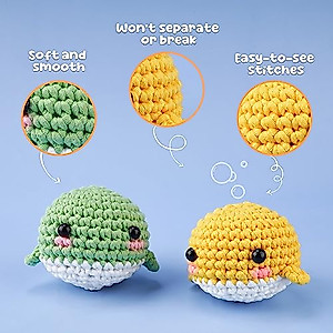 NiArt 4x50g Orange Yarn for Crocheting & Knitting, 4x70m(76.5yds) Cotton-Nylon Blend Yarn Crochet Kit for Beginners with Easy-to-See Stitches, Worsted Medium Beginner Practice Cotton Yarn & Tools Kit