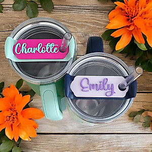 Personalized Colorful Tumbler Tag Name Plates for Stanley Quencher H2.0 (30, 40 Oz) - Customized Tumbler Cup Accessories, Unique Gifts for Teachers, Bridesmaids, Friends