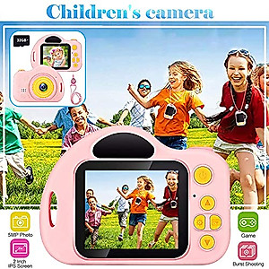 Lanhui Kids Digital Camera Toy - Cute Child Pink Digital Camera 1080 IPS 2 inch HD Mini Camera Toy Selfie Camera for Kids Ideal Birthday, Holiday, Reward Gift for Girls