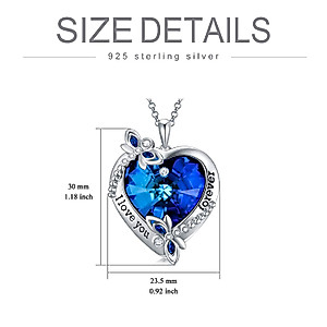 AOBOCO Sterling Silver I Love You Forever Heart Pendant Dragonfly Necklace, Dragonfly Jewelry Anniversary Birthday Gifts for Her Women Wife Girlfriend Mom