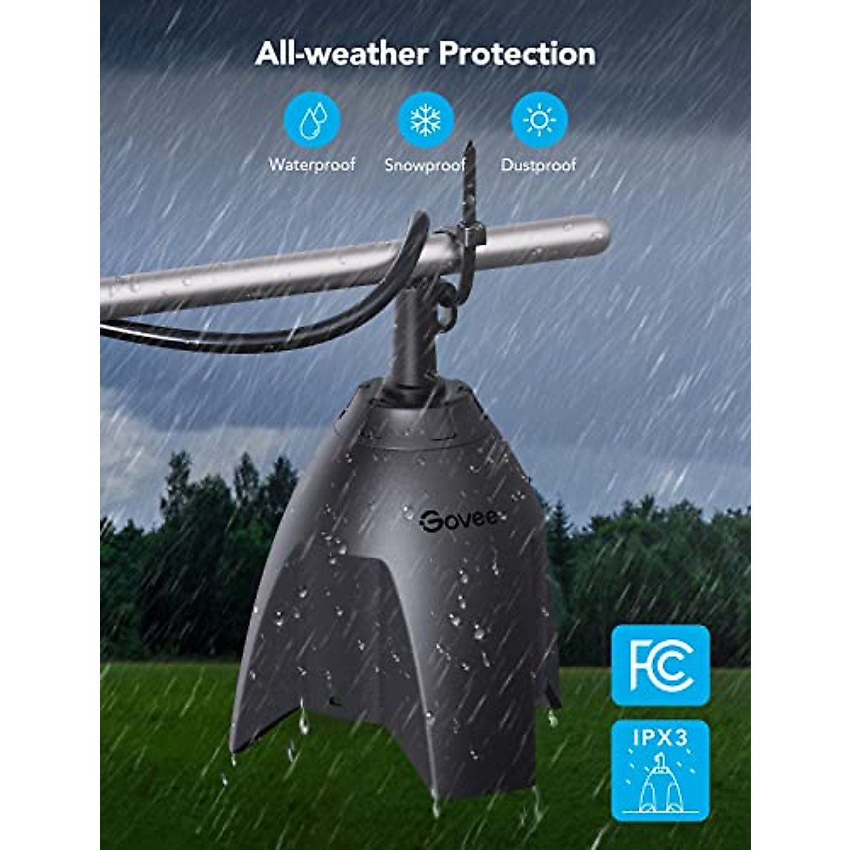 Govee Outdoor Smart Plug, 3-in-1 Compact Outdoor WiFi Bluetooth Plug, Conical Waterproof Design, 15A Outdoor Smart Outlet with Timer, Compatible with Alexa and Google Assistant, No Hub Required