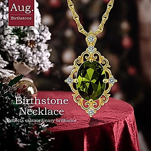 DAZLIME Birthstone Gold Necklace for Women,crystal necklace,Delicate Handmade Vintage Gold Plated pendant necklace, Personalized Jewelry Gifts for Women, Friend, Lover, Mother, Grandmother