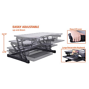 Lorell Sit-to-Stand monitor riser, black