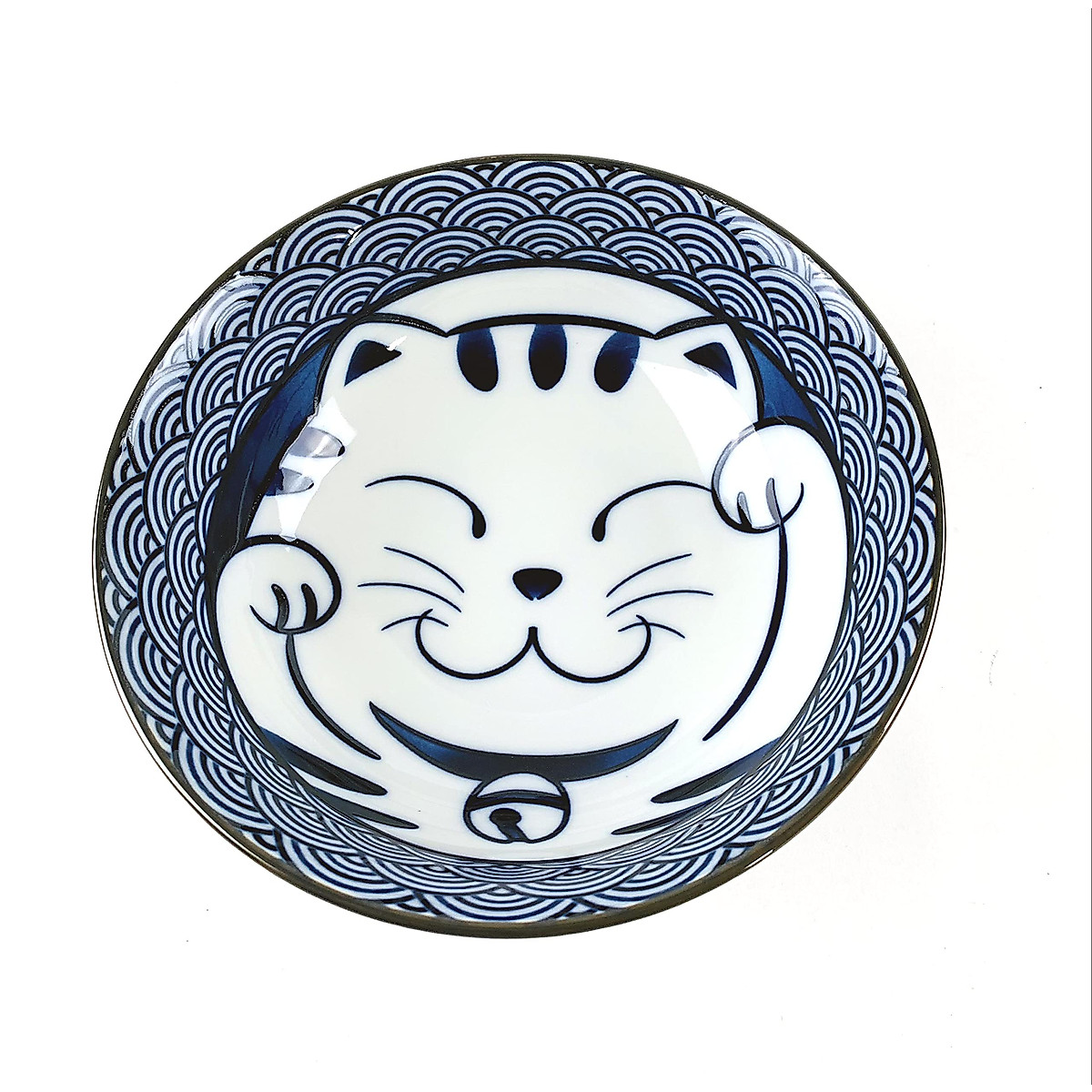 JapanBargain 4694, Large Japanese Porcelain Soup Bowls and Spoons Gift Set, Lucky Cat Pattern Ramen Bowls, Blue and Pink Color, Set of 2, Made in Japan, 36 Ounce