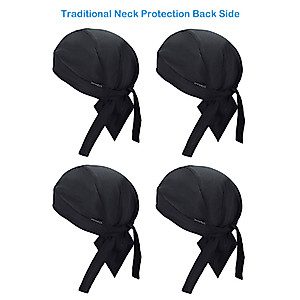 Black Doo Rags Sweat Wicking Beanie Cooling Helmet Liner Large Do Rags Skull Caps Head Wraps Dew Rags Hat for Men and Women (Black Pack)