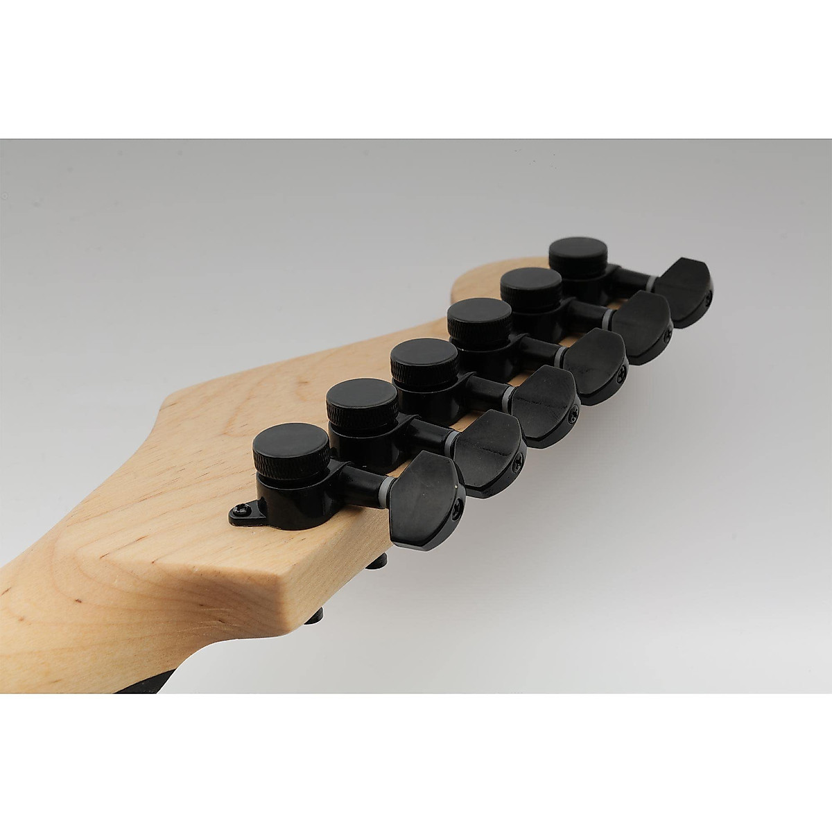 Musiclily Pro 6 inline Guitar Locking Tuners 6R String Tuning Pegs Keys Machine Heads Set for Fender Stratocaster Strat Telecaster Tele Style Electric Guitar, Black