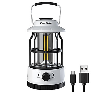 EverBrite LED Camping Lantern, USB C Rechargeable Lantern with Stepless Dimming, Vintage Portable Camping Lights & Lanterns, Lanterns for Power Outages, Hurricane, Emergency, Fishing, Home and More