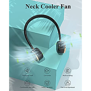 Minthouz Portable Neck Fan, 3 Speeds Wearable Personal Fan Hands Free Bladeless Fan, 2000mAh Rechargeable Battery Operated USB Fan 360° Cooling Fan Around Neck for Outdoor, Travel, Home,Office - Black