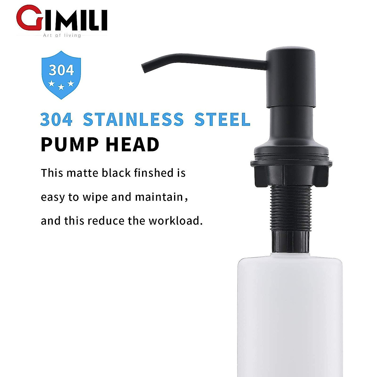 GIMILI Spring Kitchen Sink Faucet with Soap Dispenser Matte Black
