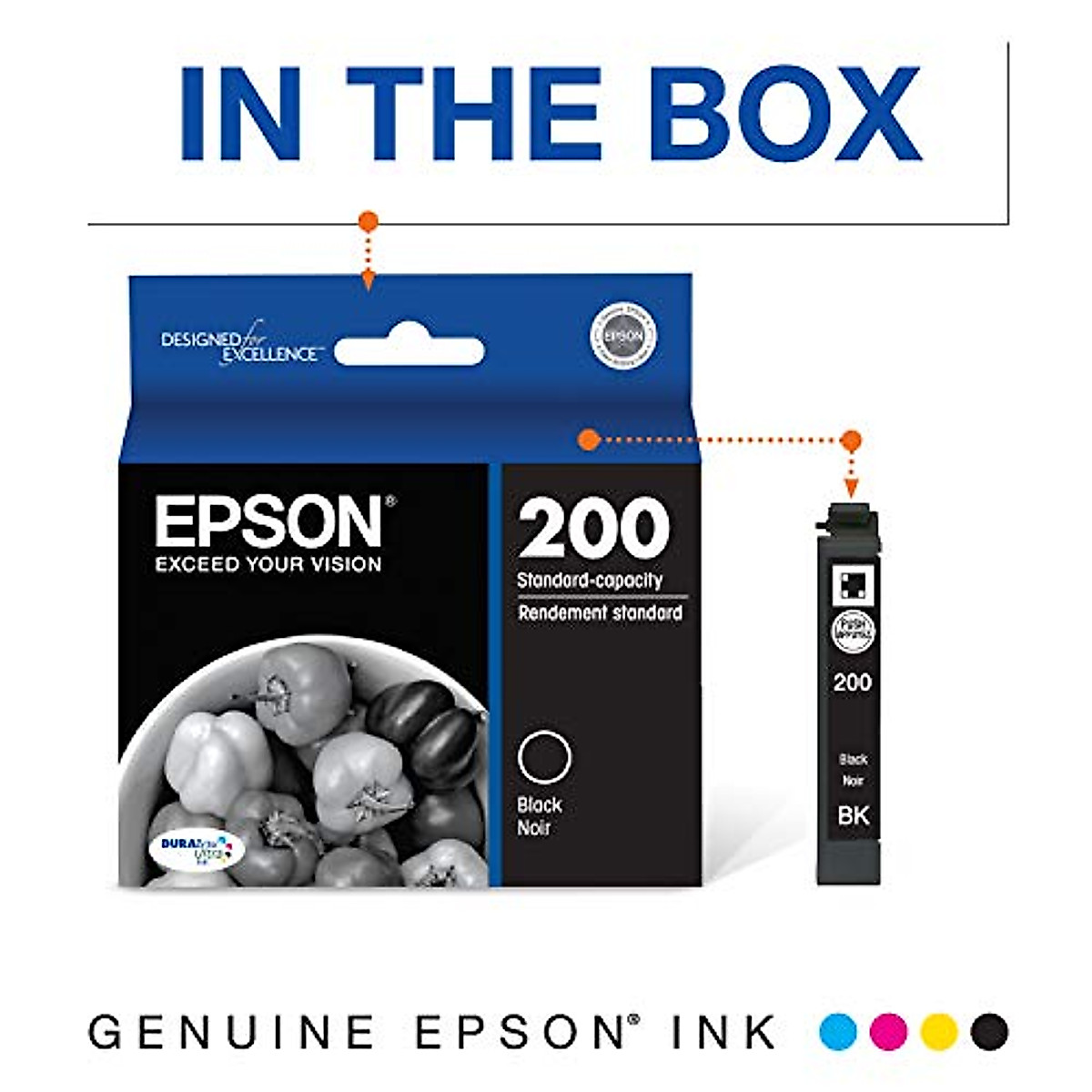 Epson T200 DURABrite Ultra Ink Standard Capacity Black Cartridge (T200120-S) T200 DURABrite Ultra -Ink Standard Capacity Magenta & EPSON T200 DURABrite Ultra