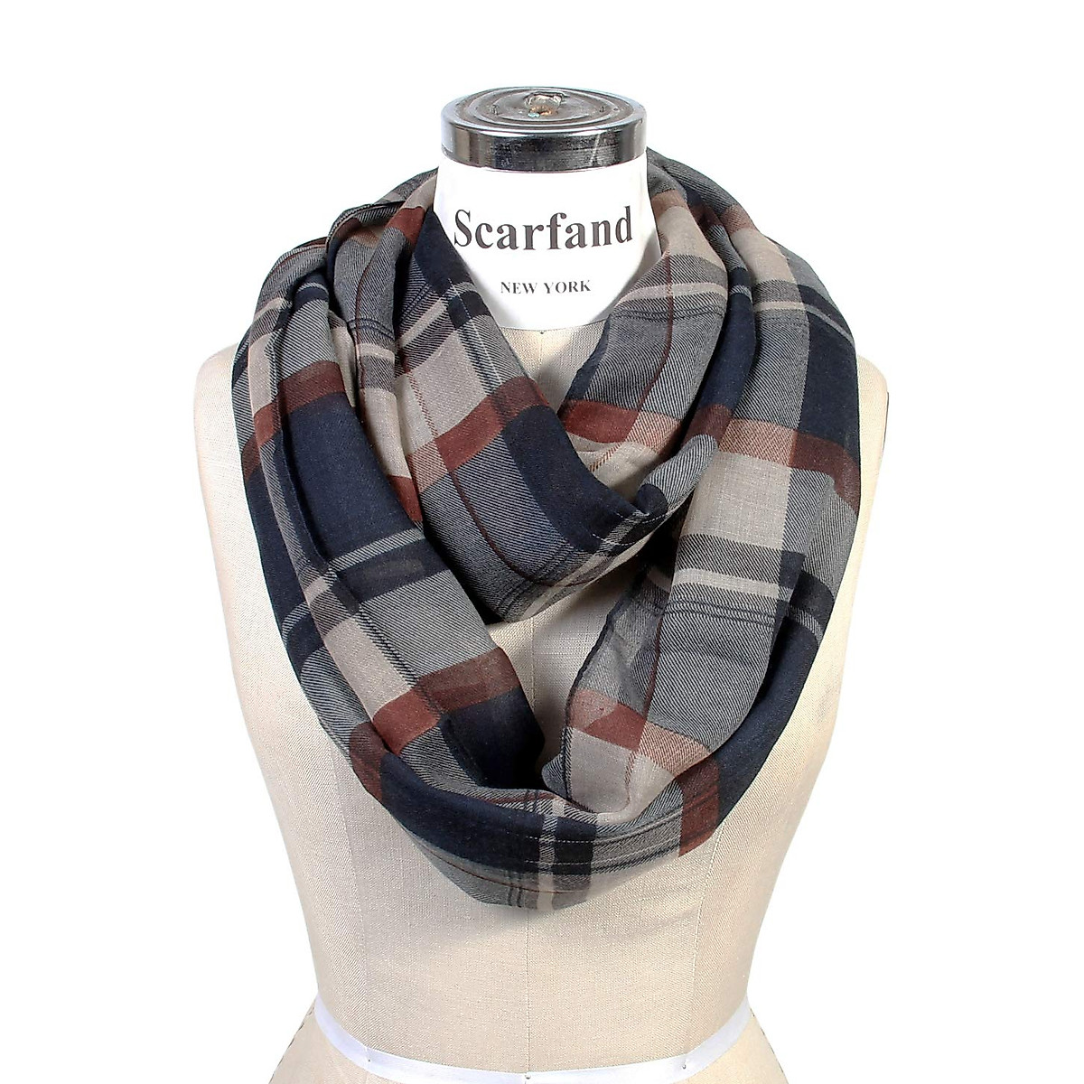 Tartan Plaid & Checks Infinity Fashion Scarves (Plaid Navy)