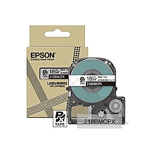 Epson LABELWORKS 218BMCPX PET (Polyester) Tape Cartridge - Black on Matte Clear Designer Craft Label Maker Tape - 3/4" (18MM) Wide, 26'