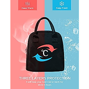 oopikle Lunch Bag For Women - Mens Lunch Box, Insulated Lunch Tote Cooler Bag, Reusable Adult Large Lunch Pail Lunch Kits, Leak Proof Thermal Lunch Sack For Work Travel Picnic - Black