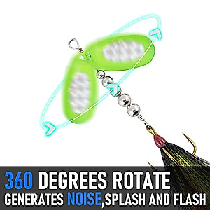 Dr.Fish 3 Pack Musky Spinners, Bucktail Spinnerbait French Blade 2/3 oz 6 Inches Stainless Steel Shaft Beads Treble Hooks Freshwater Kokanee Pike Striped Bass Lures Silver Brown