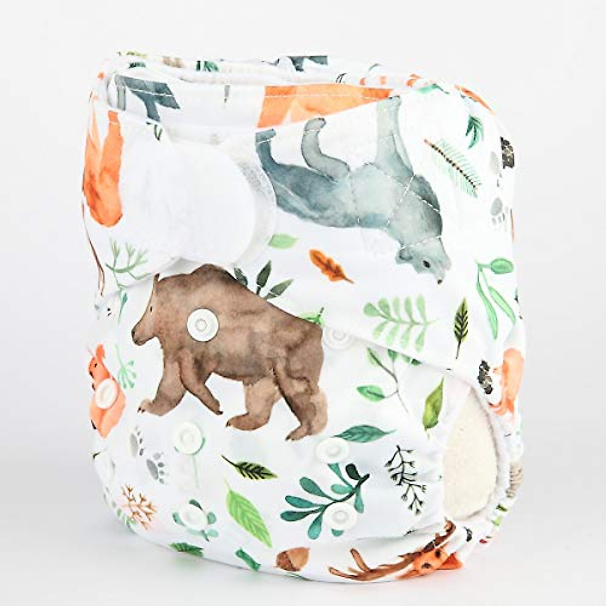 Baby Pocket Cloth Diaper Nappy Hook and Loop (Watercolor Animals)