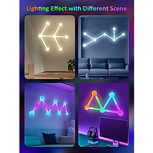 YSJ 14pack LED Wall Light, RGB Wall Lights, Hexagon Wall Light DIY Geometry Splicing Gaming Lights, Smart Glide Lively Light Bars for Gaming Room Decor and Streaming, Creative Lights with Music Sync