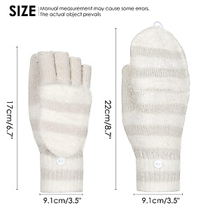 Achiou Winter Fingerless Gloves for Women, Warm Convertible Clamshell Mitten Gloves, Knitted Half Finger Flip Top Gloves Girl