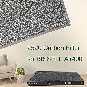Replacement 400 Filter for Bissell Air400-2521 Pre Filter, 2520 Active Carbon Filter, Filter with 1 Carbon Filter, Compared to Part 2521, 2520