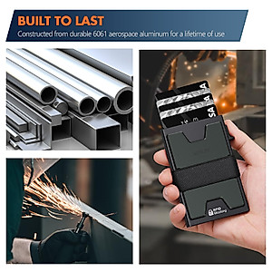 AUTLEY Slim Card Holder, Minimalist Pop Up Wallet for Men, RFID Blocking Mens Wallet with Cash Band (Black)