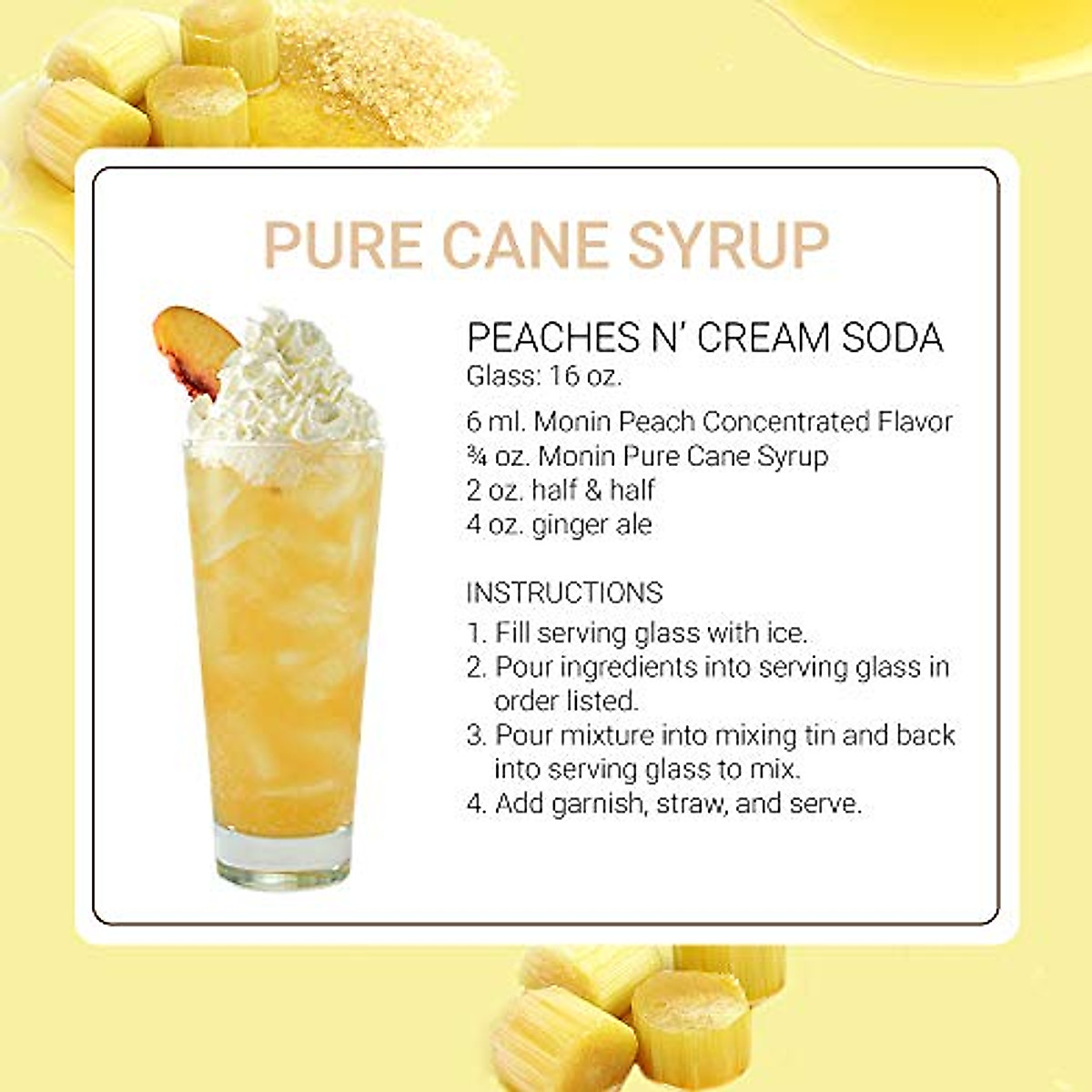 Monin - Pure Cane Syrup,1 Liter, 4 Per Case