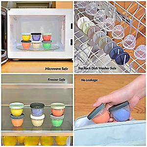 Youngever 18 Sets Baby Food Storage, 2 Ounce Plastic Baby Food Containers with Lids and Labels (Urban Colors)