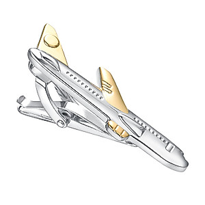 Yoursfs Airplane Tie Clips For Men Pilot Jet Army Aviation Wedding Bar Clasp Ties Pin