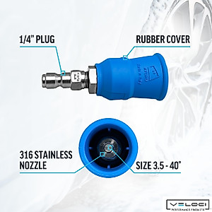 MTM Hydro Acqualine Pressure Washer Nozzle Guard Holder Tips Protector with 1/4” Quick Coupler Plug, 40 Degrees 3.5