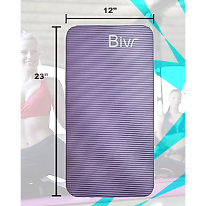 BIVR Portable Yoga Knee Pad Extra Thick Large 12 Inch Wide Cushion For Pilates Fitness Gardening Sitting Kneeing Support For Joints And Lower Spine (Purple)