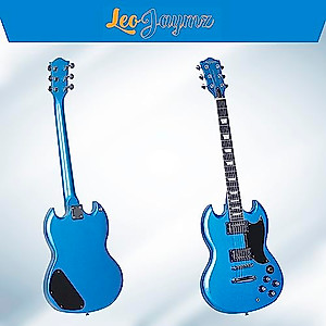 Leo Jaymz 39 Inch Double Cut Solid Body Electric Guitar - Poplar Wood Body，Maple Neck and Composite Ebony Fretboard (DC Navy Blue)