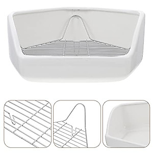 ULTECHNOVO Rabbit Litter Box Ceramic Corner Toilet Box Small Animal Toilet Bunny Potty Trainer Litter Tray Bedding Box Pet Pan for Hamster Guinea Pig Chinchilla White