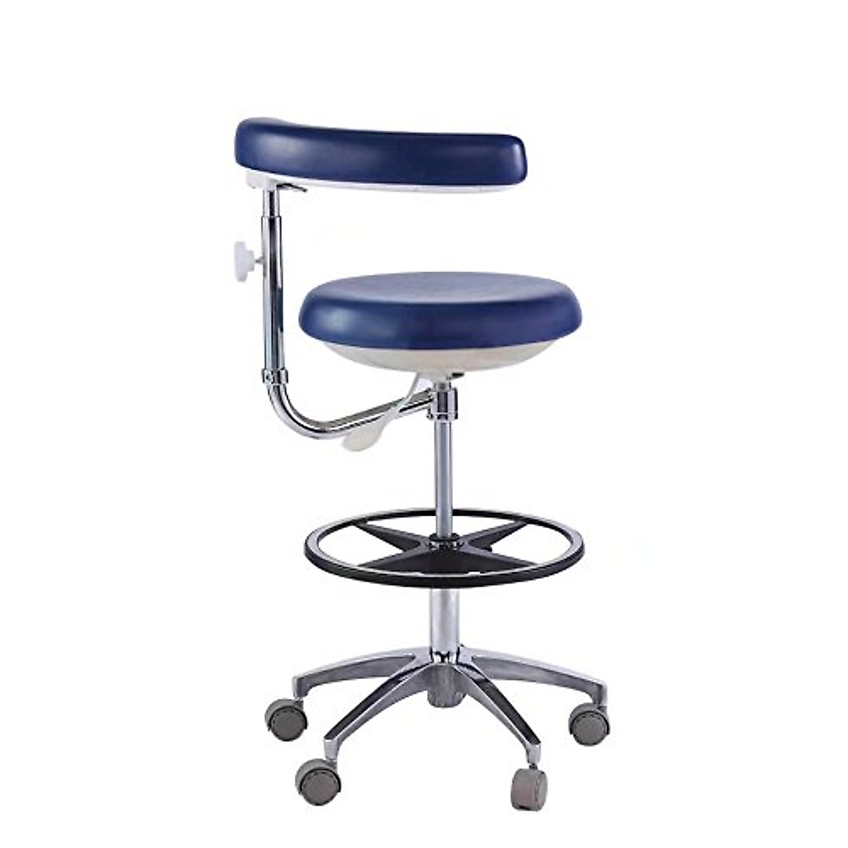 Aphrodite Dental Assistant Stool Nurse Chair Height Adjustable with Armrest PU Leather by Purple-Violet