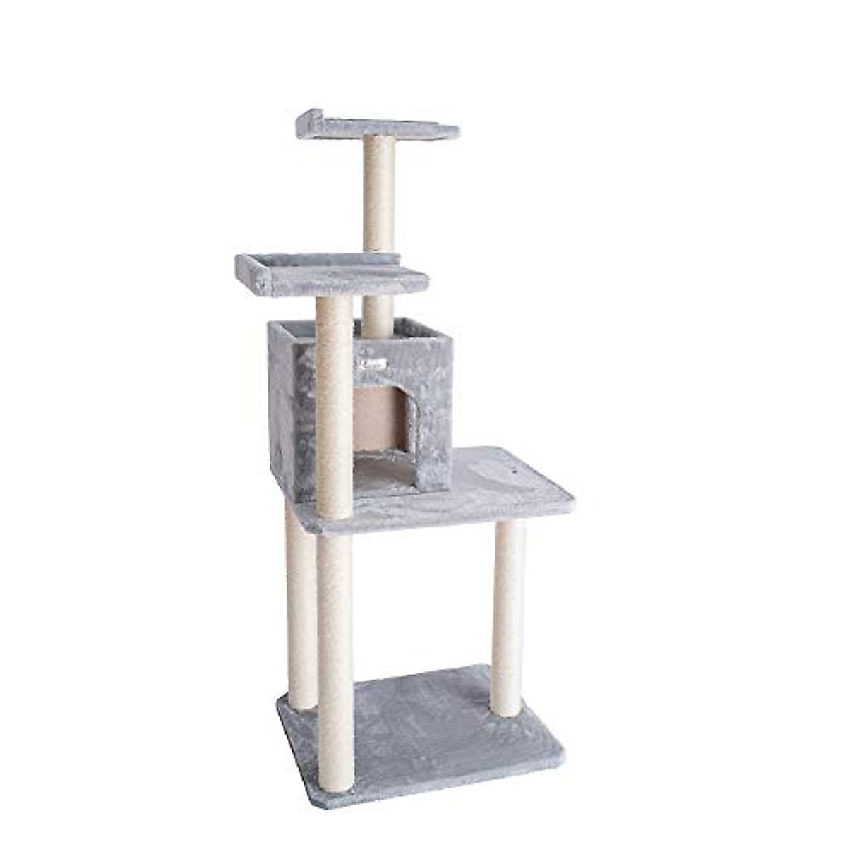 Gleepet GP78571022 Cat Tree, Real Wood Play House, Silver Gray,14 D x 27 6 W x 57 H
