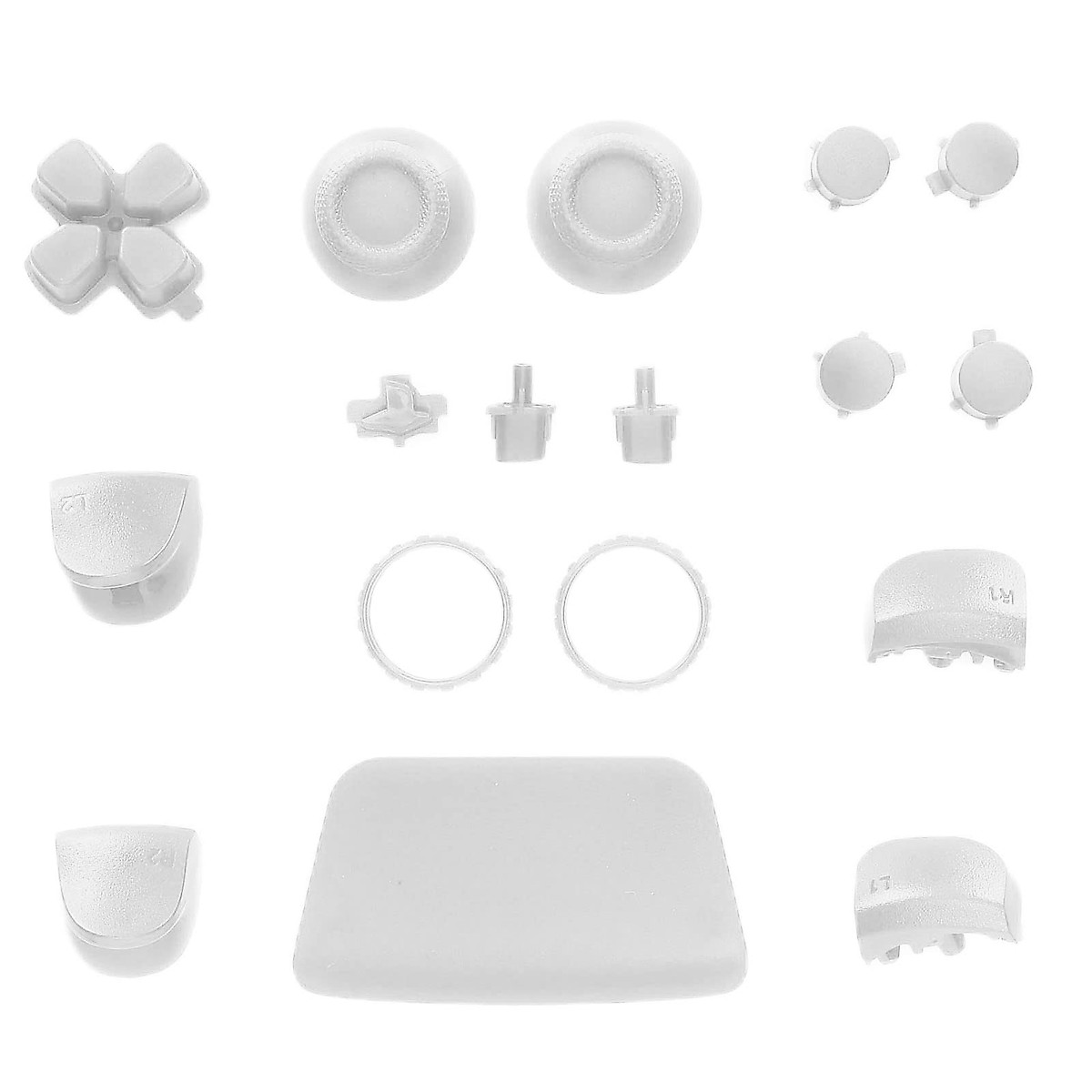 Kafuty-1 Buttons Full Set for PS5 Controller,Joysticks Dpad R1 L1 R2 L2 Direction Key ABXY Buttons, Replacement Button Repair Kit for PS5 Game Console(White)