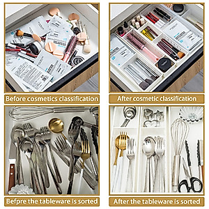 Kitchen Drawer Organizer, Flatware Storage for Spoon Fork Utensil Knife Cutlery Silverware Tray, Storage Boxes for Space Saving and Office Bedroom Kitchen Storage