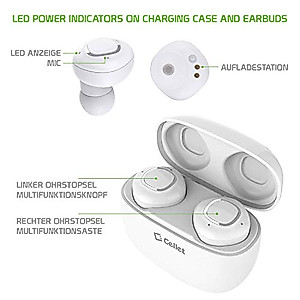 Cellet True Wireless Earbuds with Charging Case Compatible with All Bluetooth Enabled Device, Apple iPhone 12 Pro Max Mini 11 X XR XS Galaxy S21 20 S10 Note 20 10 9 Google Pixel Moto Nokia LG -Black