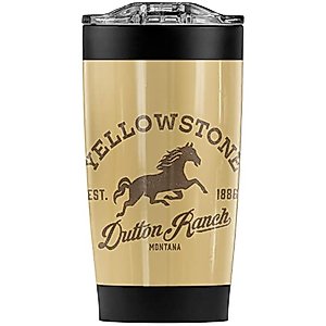 Logovision Yellowstone OFFICIAL Yellowstone Dutton Ranch Horse Stainless Steel 20 oz Travel Tumbler, Vacuum Insulated & Double Wall with Leakproof Sliding Lid